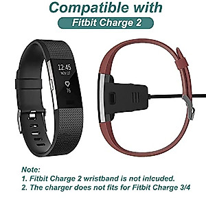 Kissmart Charger for Fitbit Charge 2, Replacement USB Charging Cable Cord for Fitbit Charge2 Smart Wristband (2-Pack, 1.8ft & 3.3ft)