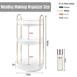 Weidace 360 Rotating Makeup Organizer for Vanity, Bathroom Countertop Organizer Spinning Perfume Organizer, High-Capacity Cosmetic and Skincare Dresser Make Up Holder Rack (3 Tiers, White)