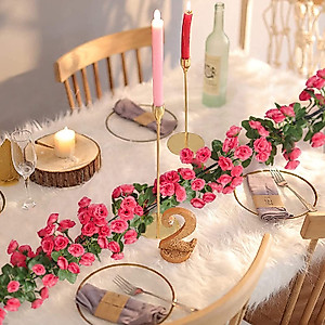 Houele 2 Pack (16FT) Fake Rose Vine Flowers Plants Artificial Rose Vine Flowers for Wedding Home Party Garden Craft Art Decor(Rose Pink)