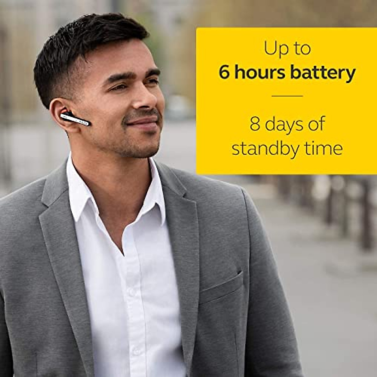 Jabra Talk 45 Bluetooth Headset for High Definition Hands-Free Calls with Dual Mic Noise Cancellation, 1-Touch Voice Activation and Streaming Multimedia