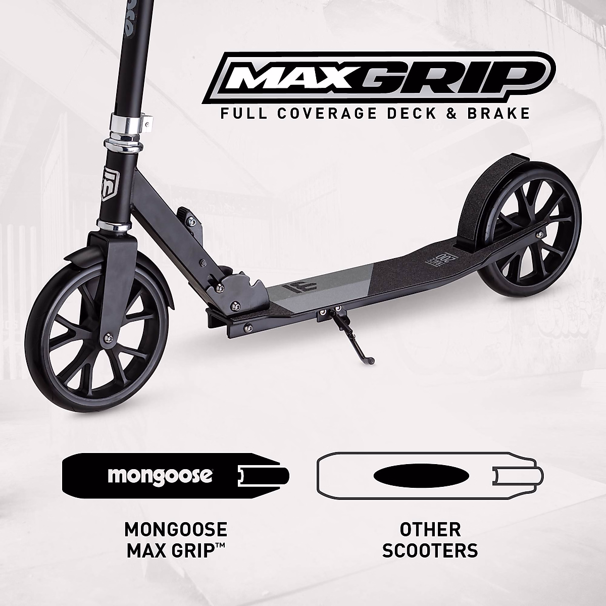 Mongoose Trace 200 Kick Scooter for Youth Adult Boys and Girls, Lightweight, Quick-Release & Easy Folding Scooter, With 202mm Wheels, Kickstand, Black/Red