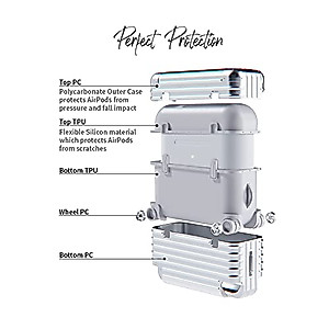 miak Airpods Pro Case Cover 2019, Protective Case with Keychain for Apple Airpods PRO, Silver