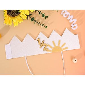 Rpvod Sun Half Birthday Crown Hat - 1/2 Trip Around The Sun for Baby Party Hat, Summer Themed Party Decor, You Are My Sunshine Props for Photos