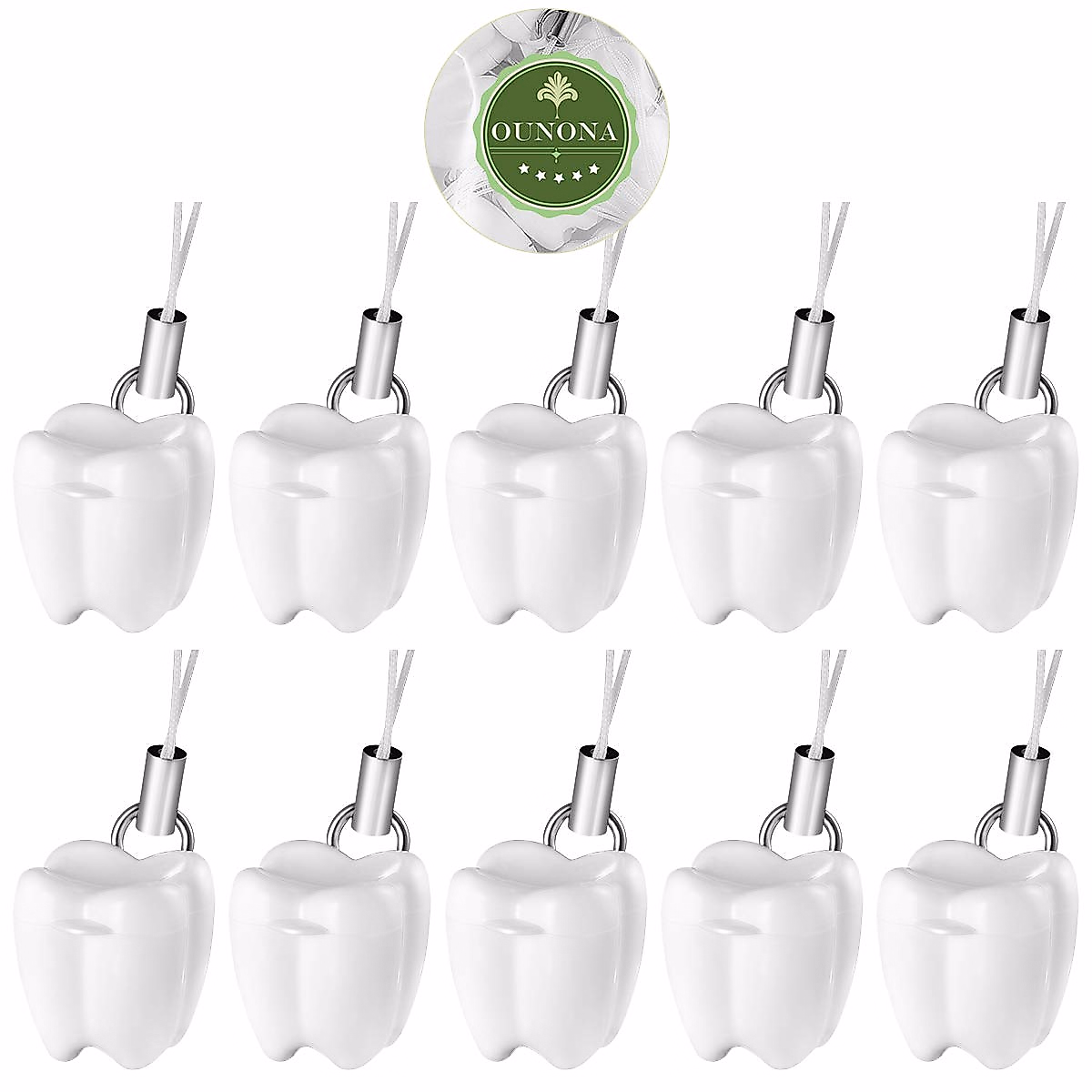 OUNONA 10pcs Baby Tooth Save Box Baby Child Tooth Keepsake Holder Organizer (White)