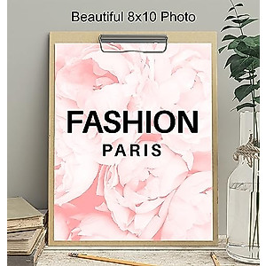 Designer Fashion Wall Art & Decor - 8x10 Glam Room Decor - Luxury Living room Home Decor - Designer Wall Art Poster Picture - Pink Bedroom Wall Art - Couture Glamour Wall Art - Luxury Gift for Woman