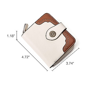 BOSTANTEN Leather Laptop Backpack Purse Casual College Casual Bags Daypack Beige-White and Leather Wallets for Women RFID Blocking Zipper Pocket Small Bifold Wallet Card Case White