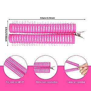 Double Layer Hair Rollers Bang Rollers Self Grip Hair Curler Rollers Curler Bang Hair Sticky Cling Hairdressing Curler Plastic DIY Hair Styling Accessories Tool, Black, Pink, Blue, Rose Red (4 Pieces)