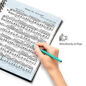 MECCALINE Sheet Music Folder (1 Pack, Black) – 40 Sleeves Display 80 Pages Spiral Binder Organizer for Music Stand – Fits Letter Size 8.5 x 11 Inch – Direct Page Writing with Detachable Name Tag