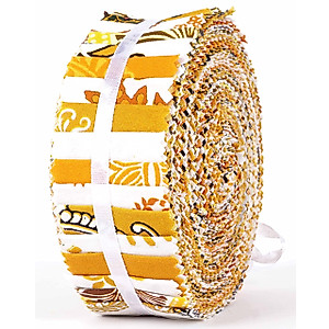 Soimoi 40Pcs Paisleys Print Precut Fabrics Strips Roll Up 1.5 inches Cotton Jelly Rolls for Quilting - Orange