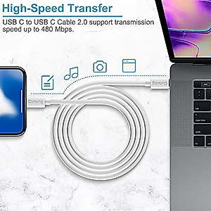 Clatwing USB C to USB C Cable [6.6ft 60W 2Pack] Enhanced Version Type-C Charger Fast Charging Cable Compatible with MacBook Pro,iPad Mini 6,iPad Air 4,Samsung Galaxy S21,Pixel,Switch,PD USB C Charger