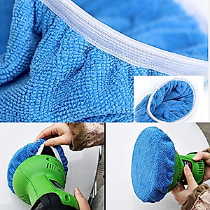 KingBra Car Polisher Pad Bonnet Wax Bonnet Set (7 to 8 Inches), 5Pcs Soft Microfiber + 3Pcs Wool Polishing Bonnet Orbital Buffing Pad Cover Waxing Bonnet for Car Polisher