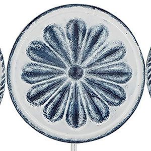 Deco 79 Contemporary Metal Floral Wall Hook, 2"W x 11"H, Blue, White