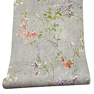 Yifely Rural Floal Vinyl Furniture Paper Pre-Pasted Shelf Liner Dresser Drawer Sticker 17.7 Inch by 9.8 Feet