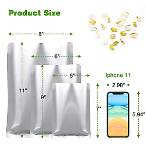 Mylar Bags For Food Storage, 30 Pieces 3 Sizes Mylar Aluminum Foil Vacuum Seal Bags Pouches for Coffee Tea Beans (5 x 7 Inch, 6 x 9 Inch, 8 x 11 Inch)