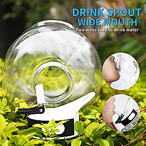 128OZ/1 Gallon Motivational Water Bottle with Time Marker, Large Jug for Sports, Two Handles BPA Free (white)