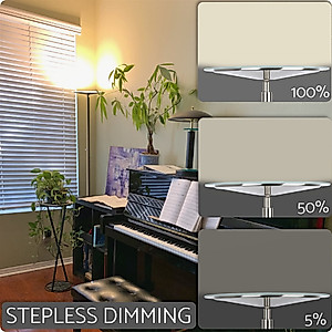 Kira Home Horizon 70" Modern LED Torchiere Floor Lamp (36W, 300W eq.), Glass Diffuser, Dimmable, Timer and Wall Switch Compatible, Adjustable Head, 3000k Warm White Light, Brushed Nickel Finish