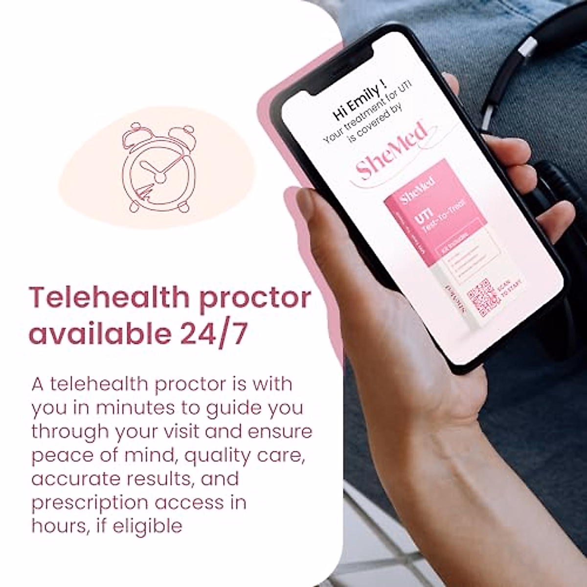 SheMed UTI Test-to-Treat Kit, Urinary Tract Infection Test, Telehealth Consult, Same-Day Prescription and Medication for UTI Treatment if Eligible - 2 Kits