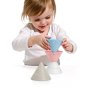 Fat Brain Toys Hix by MOLUK - Tropical - Foldable Silicone Stacking Cones, Ages 2+