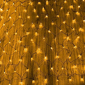 Dazzle Bright Christmas 200 LED Net Lights, 9.8 FT x 6.6 FT Connectable Mesh Lights with 8 Lighting Modes, Christmas Decorations for Indoor Outdoor Bush Yard Garden Decor (Warm White, Green Wire)