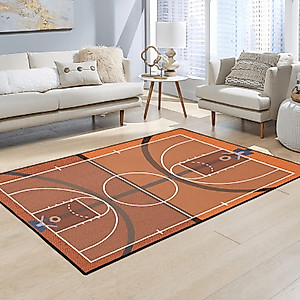 MISEV Basketball Court Area Rug Basketball Field Patterned Carpet Basketball Sports Rugs Non-Slip Floor Mat for Living Room Bedroom Playroom Decor Gift for Basketball Lovers 36X24 inch