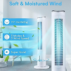 Trustech Evaporative Cooler - 40" Portable Air Cooler with 70° Oscillating & Humidifying, 3 Speeds & 3 Modes, 8H Timer, Cooling Tower Fan with Remote,2 Ice Boxes, Quiet Swamp Cooler for Rooms, Office