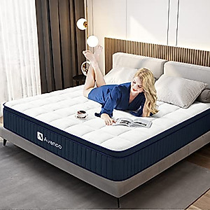 Avenco King Mattress, King Size Mattress in a Box, 12 Inch Latex Hybrid Mattress King, Cool Tencel Fabric & Bamboo Memory Foam & Pocket Spring, Medium Firm, CertiPUR-US, 10 Years Support (NDSM30)