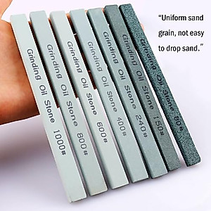 CBRIGHT 7pcs Knife Sharpening Stone Set,7 Grit Green Silicon Carbide Whetstone Stick Honing Stone for Knife,Scissor,Moldel and Bladed Tools 80# 150# 240# 400# 600# 800# 1000# (5.9x0.47x0.24Inch)