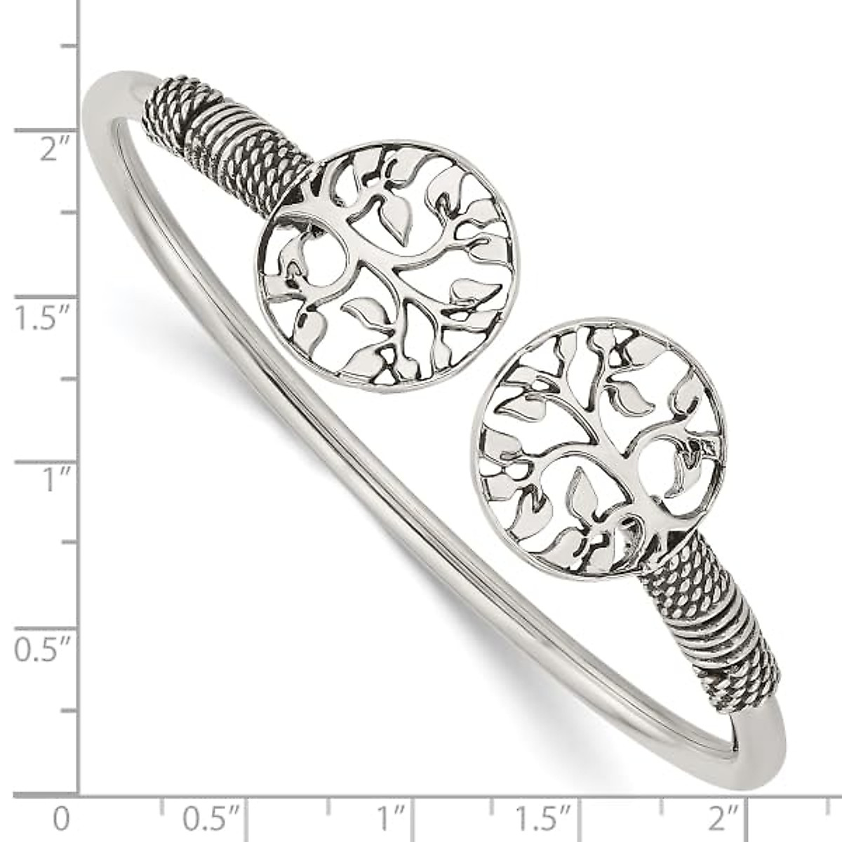 IceCarats 925 Sterling Silver Tree of Life Vintage Flexible Bangle Charm Bracelet