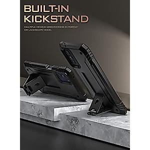 Poetic Revolution Case for Motorola Moto G 5g 6.5" (2022), [6FT Mil-Grade Drop Tested], Full-Body Rugged Dual-Layer Shockproof Protective Cover with Kickstand and Built-in-Screen Protector, Black