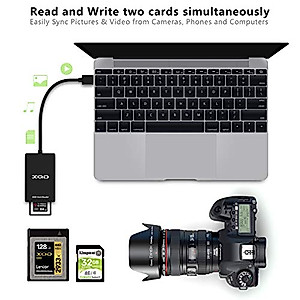XQD Card Reader, USB 3.0 XQD/SD Card Reader Dual Slot Memory Card Reader 5Gpbs Super Speed Support Sony G/M Series, Lexar 2933x/1400x USB Mark XQD Card,SD Card for Windows/Mac OS