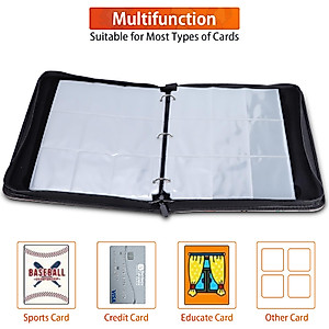 Trading Card Binder Card Holder, 900 Cards with 50 Removable Sleeves 9 Pocket, PU leather Card Collection Binder Album Holder Game Cards Binder for Boys Girls Toys Gift (Black)