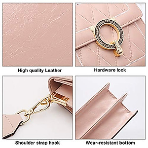 Small Leather Crossbody Bags for Women, Genuine Leather Ladies Mini Designer Shoulder Quilted Bags Womens Compact Messenger Purses Girls Fashion Satchel Women's Casual Cross Body Flap Bags (Pink)