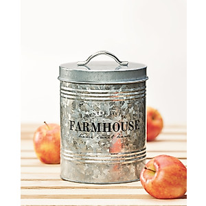 Amici Home Farmhouse Galvanized Canister Canister-76 oz, 76 oz, Gray