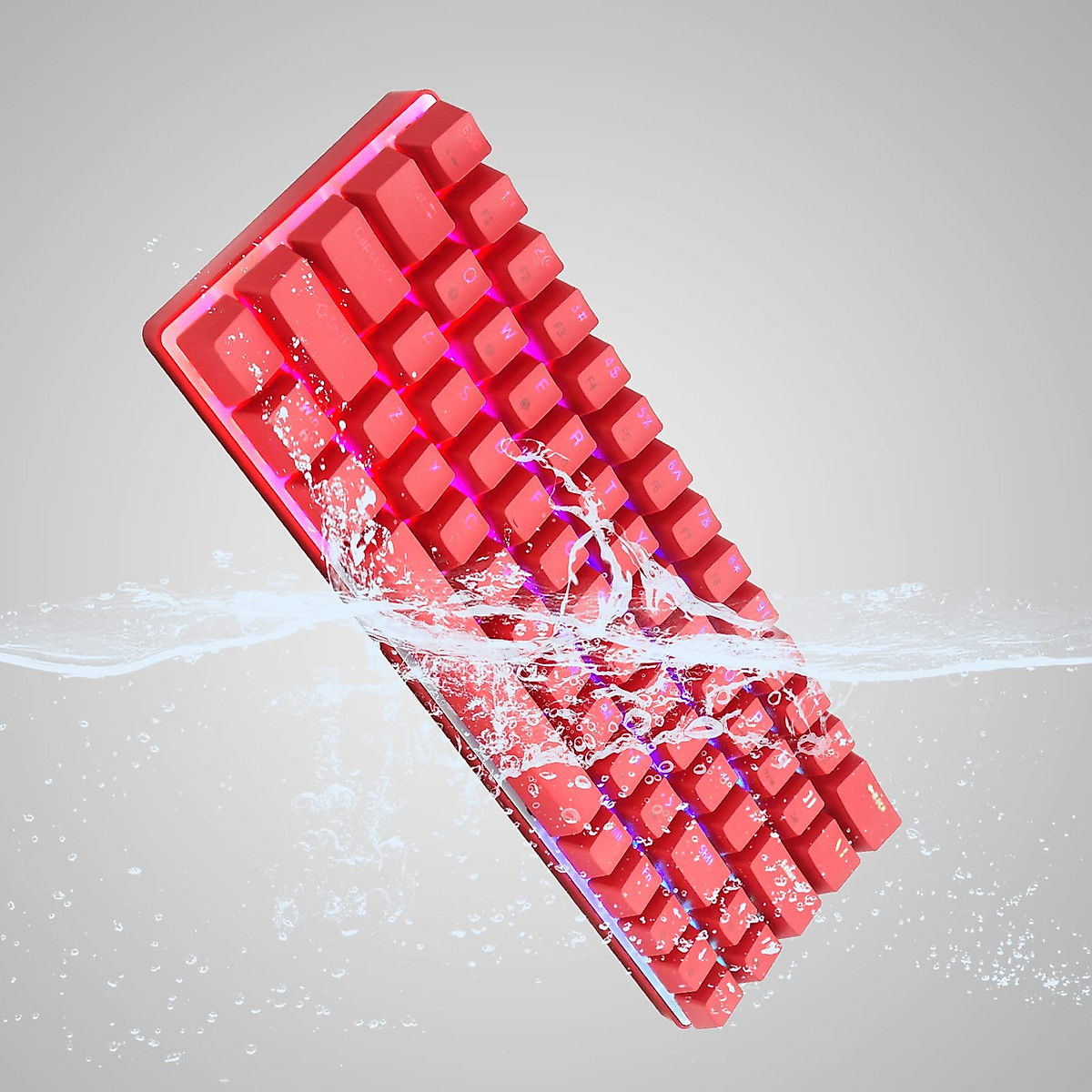 IEMUDJ CQ63 Mechanical Keyboard, Wired Bluetooth Gaming Keyboard, Outem Blue Switch, RGB Backlit, Bluetooth 5.0, Compact 63 Keys, for Desktop, Laptop, Mac, Tablet, Smartphone, Gaming and Office