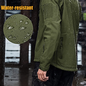 FREE SOLDIER Men's Outdoor Waterproof Soft Shell Hooded Military Tactical Jacket (Green Medium/US)
