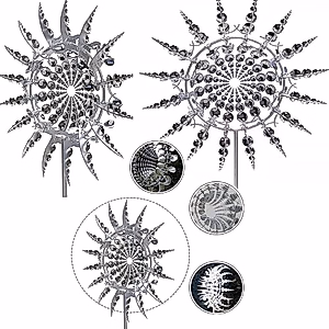 Magical Metal Windmill, 3D Wind Spinners, Windmills Wind Spinner for Yard and Garden, Wind Catchers Metal Outdoor Patio Decoration (Round-Sliver)