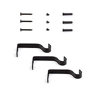 Acrylic Diamond Finials Curtain Rod 28-48 Inch, 3/4" Diameter Window Treatment Single Rod Set，Black