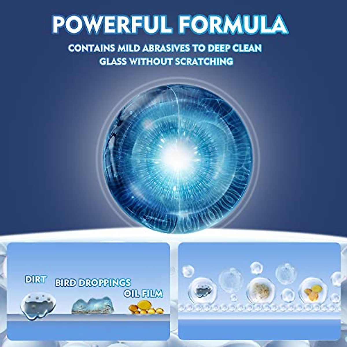 Car Glass Oil Film Cleaner, Clear Car Glass Cleaner with Sponge, Glass Cleaner for Home and Auto Windows Cleaning, Water Spot Remover for Glass Surfaces, Quickly and Easily Restore Glass Clarity(180g)