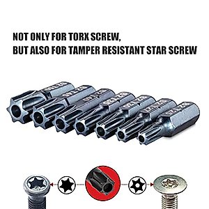 ARUCMIN 16-Piece Security Torx Bit Set T5-T50, Tamper Resistant Star Bits Set S2 Steel with a 1/4" Adaptor
