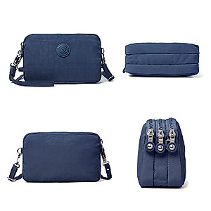 Mindesa Small Crossbody Bags Triple Zip Wristlet Clutch Wallet Waterproof Cell Phone Shoulder Handbag(Blue)