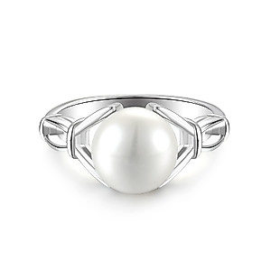 STARCHENIE Large Pearl Ring,10mm AAA Quality Cultured Freshwater Pearl Rings for Women 925 Sterling Silver,Women Rings size9
