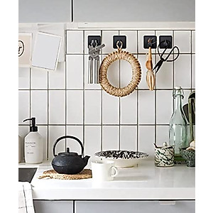 xdgeLoad Adhesive Hooks Black Matte Towel Hooks 4 Packs, Heavy Duty Waterproof Stainless Steel Wall Hooks, Stick on Hooks for Hanging Coat/Hat/Towel/Bathrobe/Key