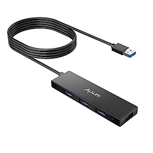 Case of 120, Alxum USB 3.0 Extension Hub 4-Port, USB Hub Long Cord 4ft with MicroB Power Port, USB Data Hub for Desktop PC, MacBook, Surface Pro, XPS, Flash Drive, Mobile HDD, Printer -Black