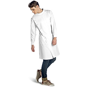 Dr. James Premium Howie Style Unisex Lab Coat for Men & Women, Cuffed Sleeves, Classic Fit, Snap Closing, 43" Length (S (Men S/Women M)) White