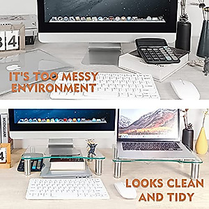 2 Pack Computer Monitor Riser with Height Adjustable Multi Media Desktop Stand for Flat Screen LCD LED TV, Laptop/Notebook/Xbox One