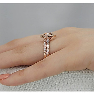 WDIYIEETN Fashion Jewelry Rose Gold Diamond Zirconia Women's Ring Set Round CZ Crystal Ring Engagement Wedding Ring Engagement Eternity Bridal Ring Set (10)