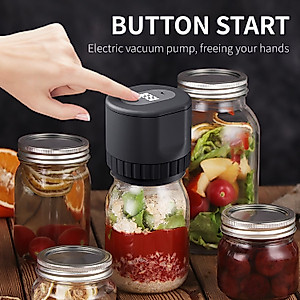 Electric Mason Jar Vacuum Sealer Kit for Regular & Wide Mouth Mason Jars Lids Canning Supplies Mason Jar Sealer with Can Opener Automatic Dry Canning Vacuum Sealer Machine for Food Saver Storage Black