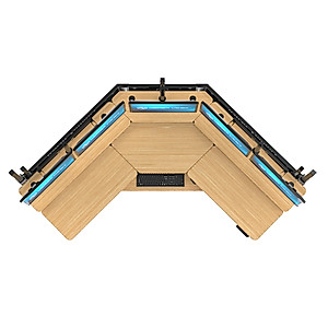 VERSADESK® Foundry Bench 80" x 80" Extra Wide L-Shaped Split-Level Corner Standing Desk | Electric Height Adjustable. 1" Bamboo Surface. USB & USBC Charging Ports. Mobile App Controllable.