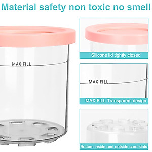 Ninja Creami Pints and Lids, 4 Pack Containers Replacement - 16 oz Cups Compatible with NC301 NC300 NC299AMZ NC290 Series Ice Cream Maker