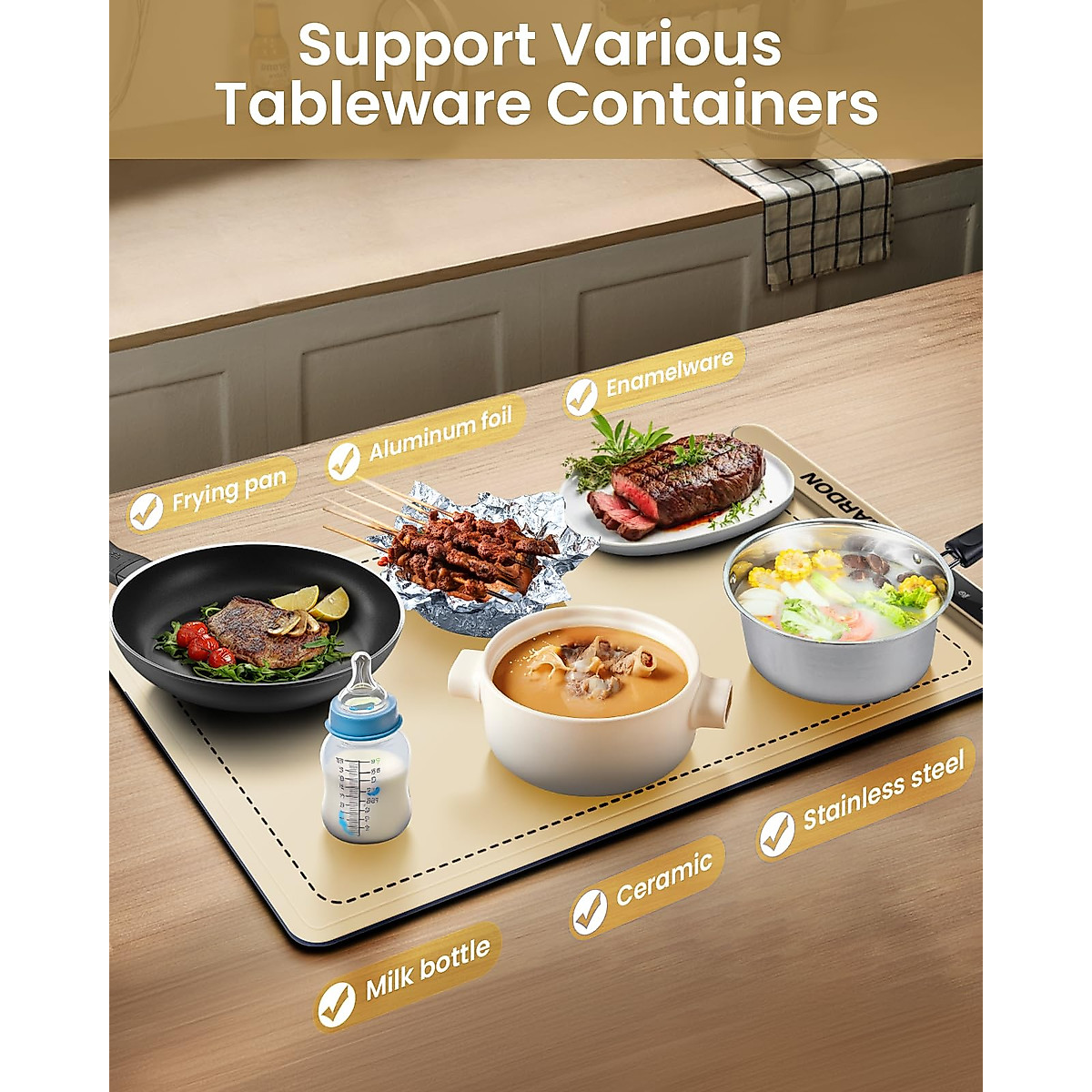 Gardon Food Warming Mat Rollable Electric Warming Tray,Upgrade High-tech Graphene Heating Film Warming Mat for Food,Countertop Heating Pad for Food Buffet, Christmas Gift for Women, Wife or Grandma